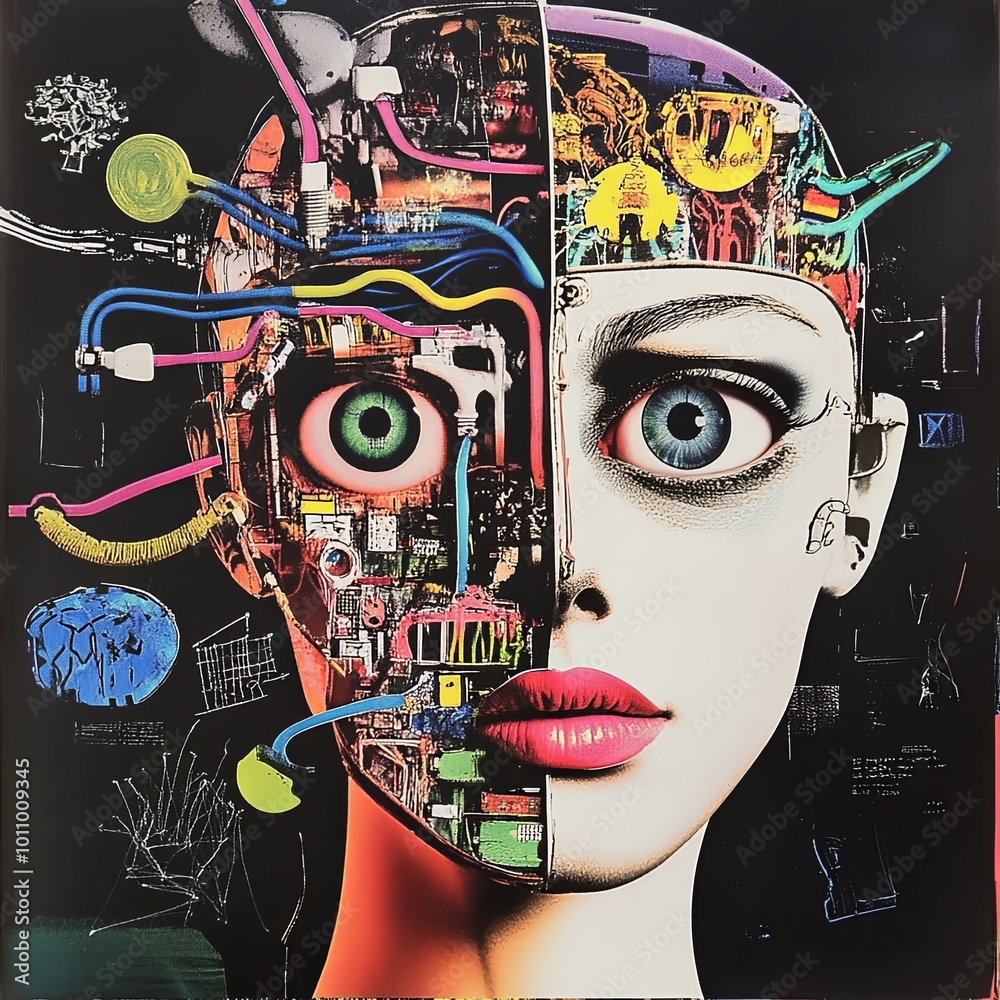 AI-Enhanced Human: A Fusion of Mind and Machine collage-style image ...