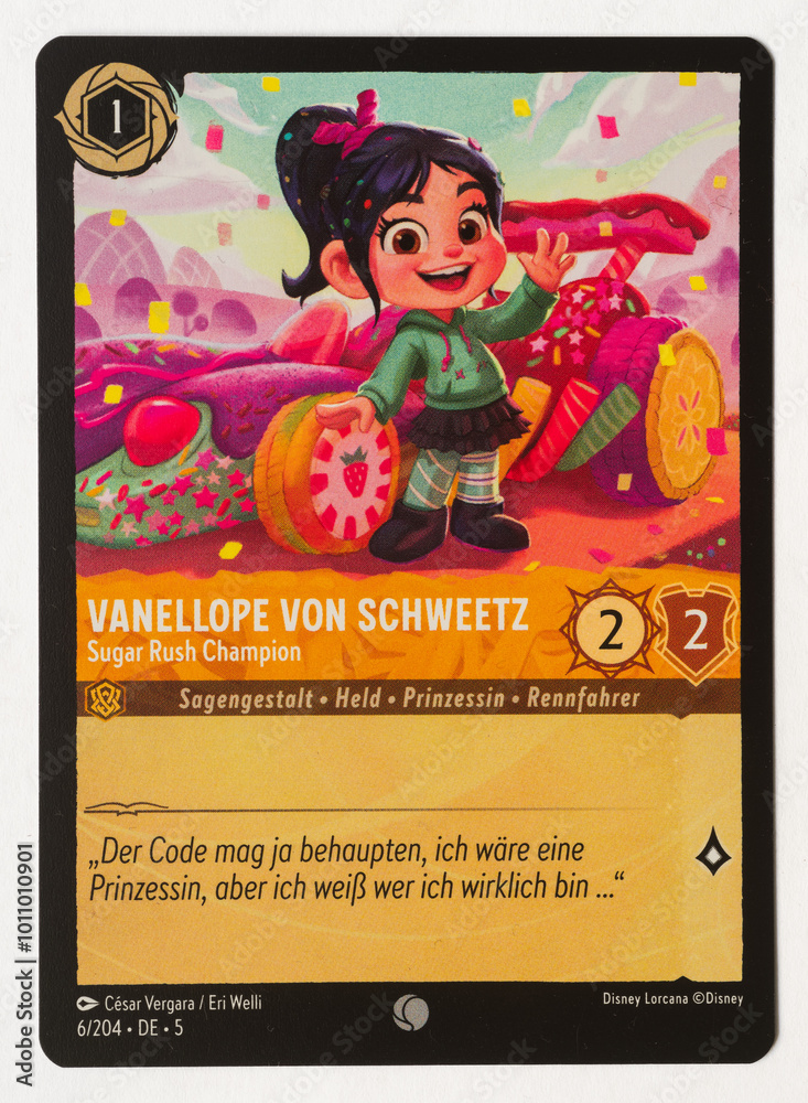 Hamburg, Germany - 10192024: detail macro photo of the German Disney ...