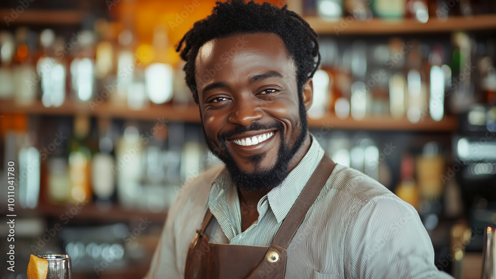 African American Black Man Bartender - bartender, smiling man, bar, man ...