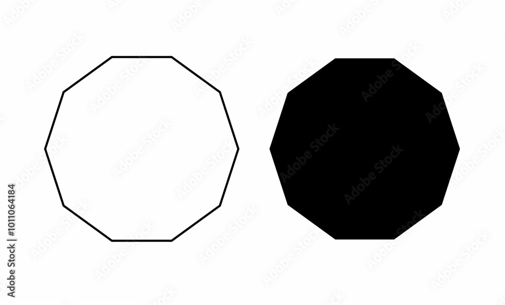 geometry decagon, ten-sided polygon with ten corners. sides and angles ...
