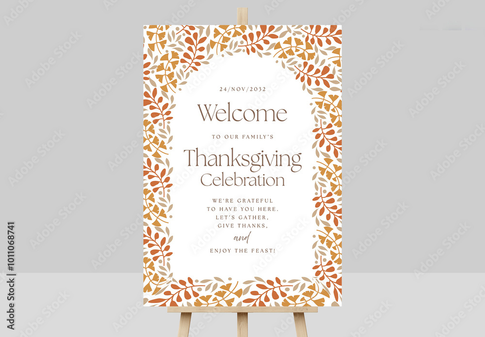 Minimalist Thanksgiving Welcome Sign Layout Stock Template | Adobe Stock