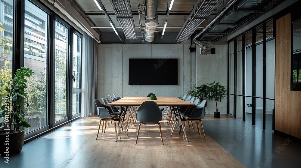 modern office conference room with natural light and bright interior ...