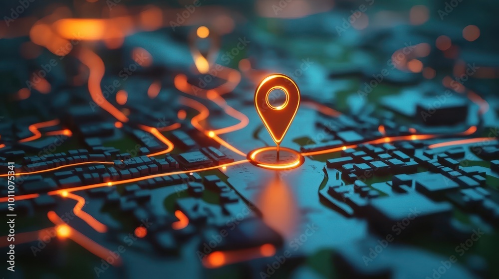 Digital High Fidelity Map with Location Pin Stock Illustration | Adobe ...