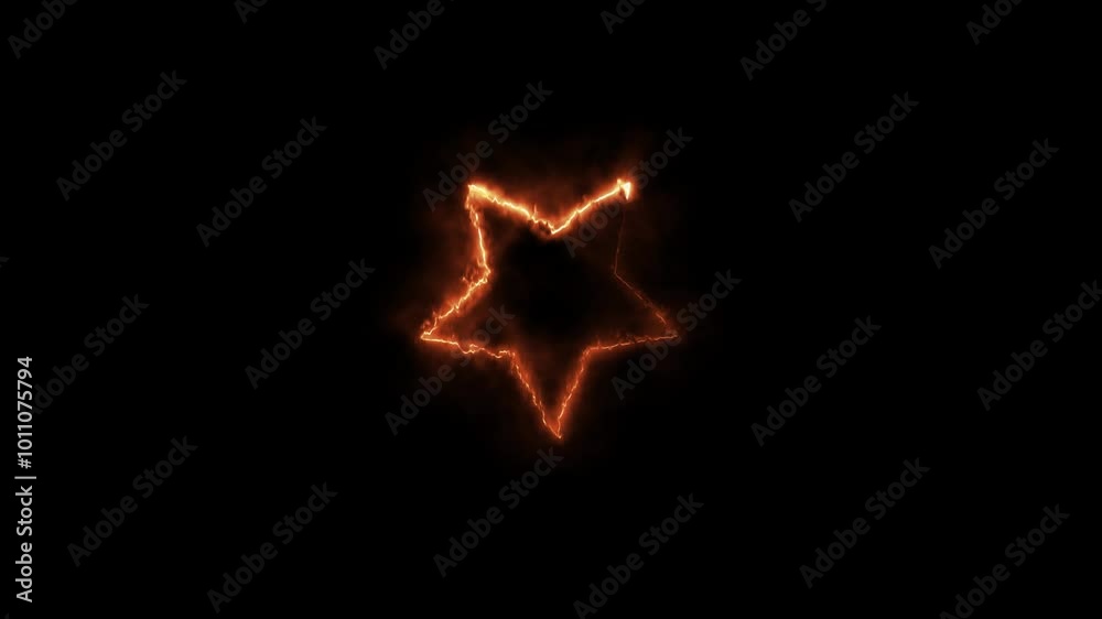 Orange color neon star icon animation. start frame or neon lights sign ...