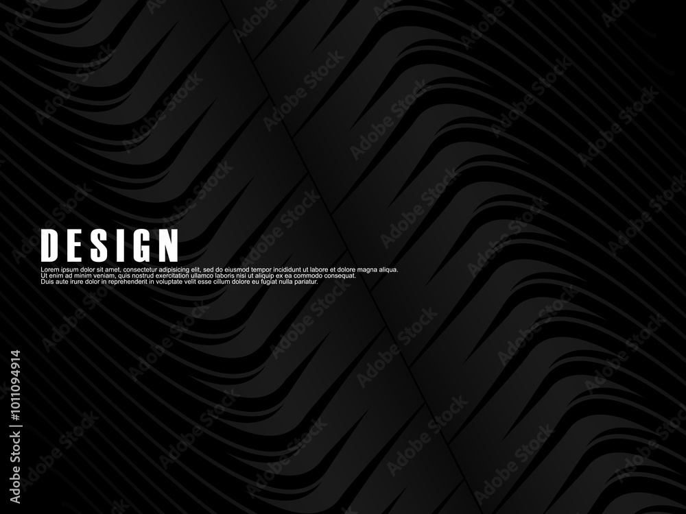 Abstract futuristic dark black background with wave design. Realistic ...