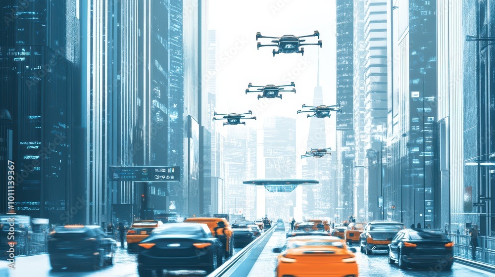AIdriven traffic management system with flying cars and smart sensors ...