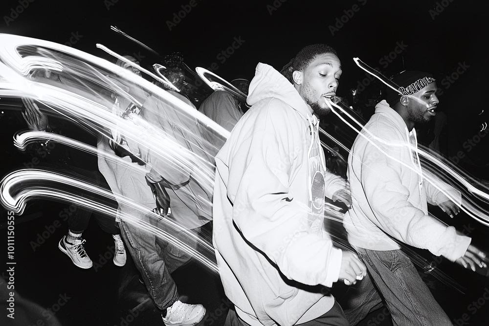 festival-goers dancing to reggae music, desaturated motion blur Stock ...