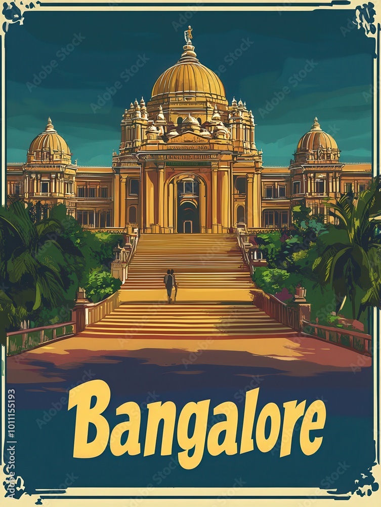 This vintage travel poster captures the essence of Bangalore ...