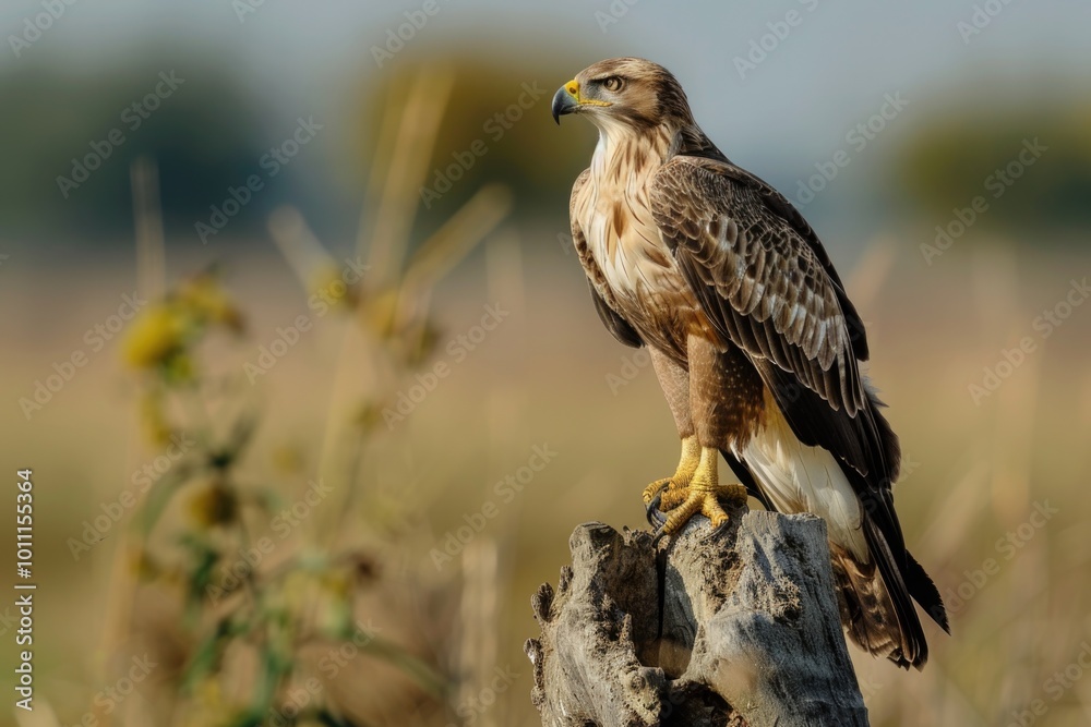 Booted Eagle - Majestic Bird of Prey with Powerful Beak and Brown Plumage Stock Photo | Adobe Stock