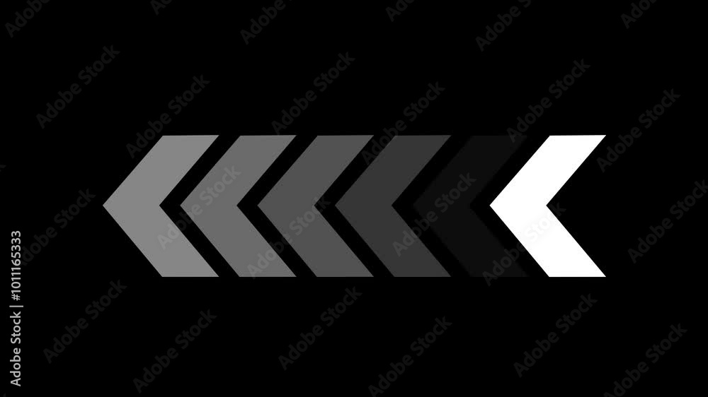 Animated looping swipe left white arrow pointing to the right isolated ...