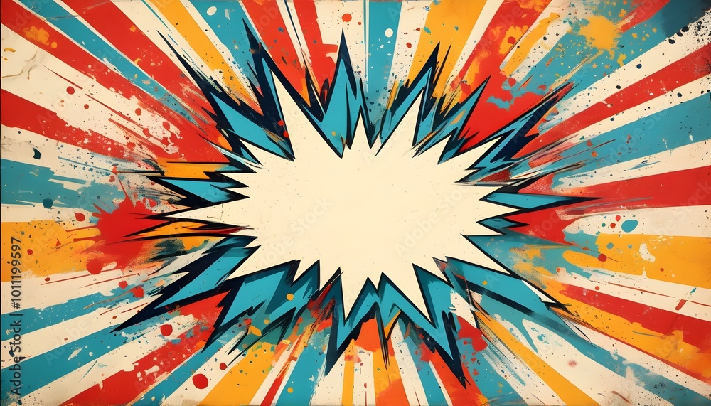 Vintage superhero explosion backdrop with space for a custom birthday ...