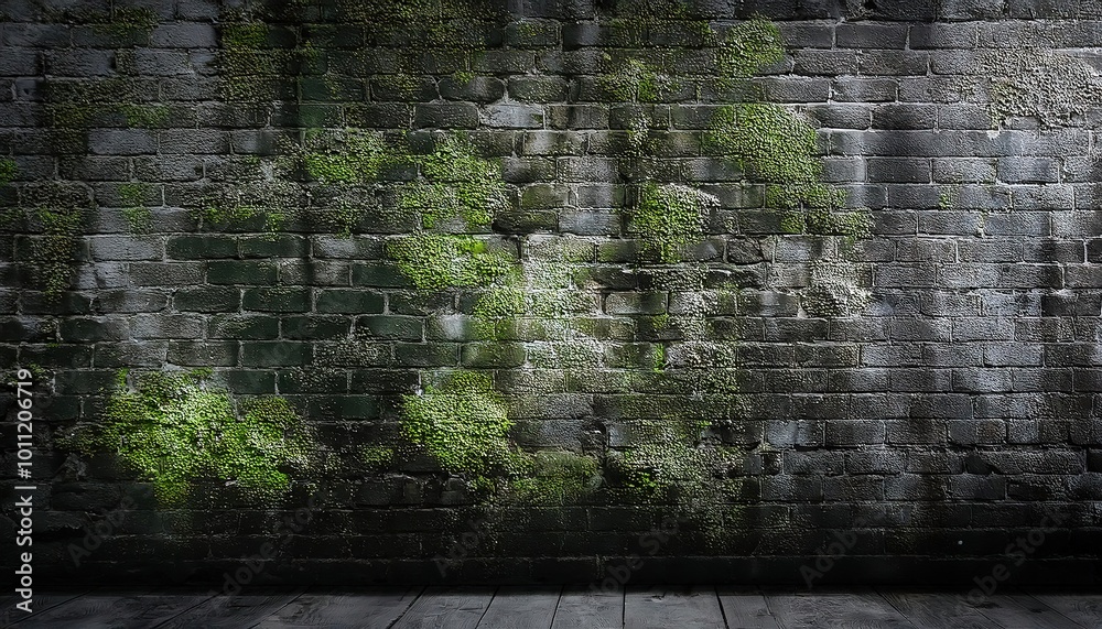 Mossy Textured Brick Wall Background Design Stock Illustration | Adobe ...