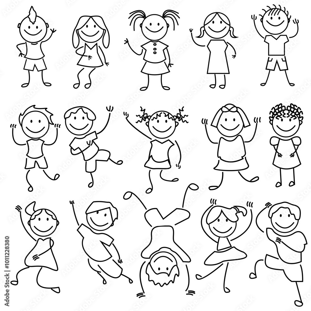 Stick Figure Kid | Stick Children | Stick Figure Kids Icon | Sticky Kid ...