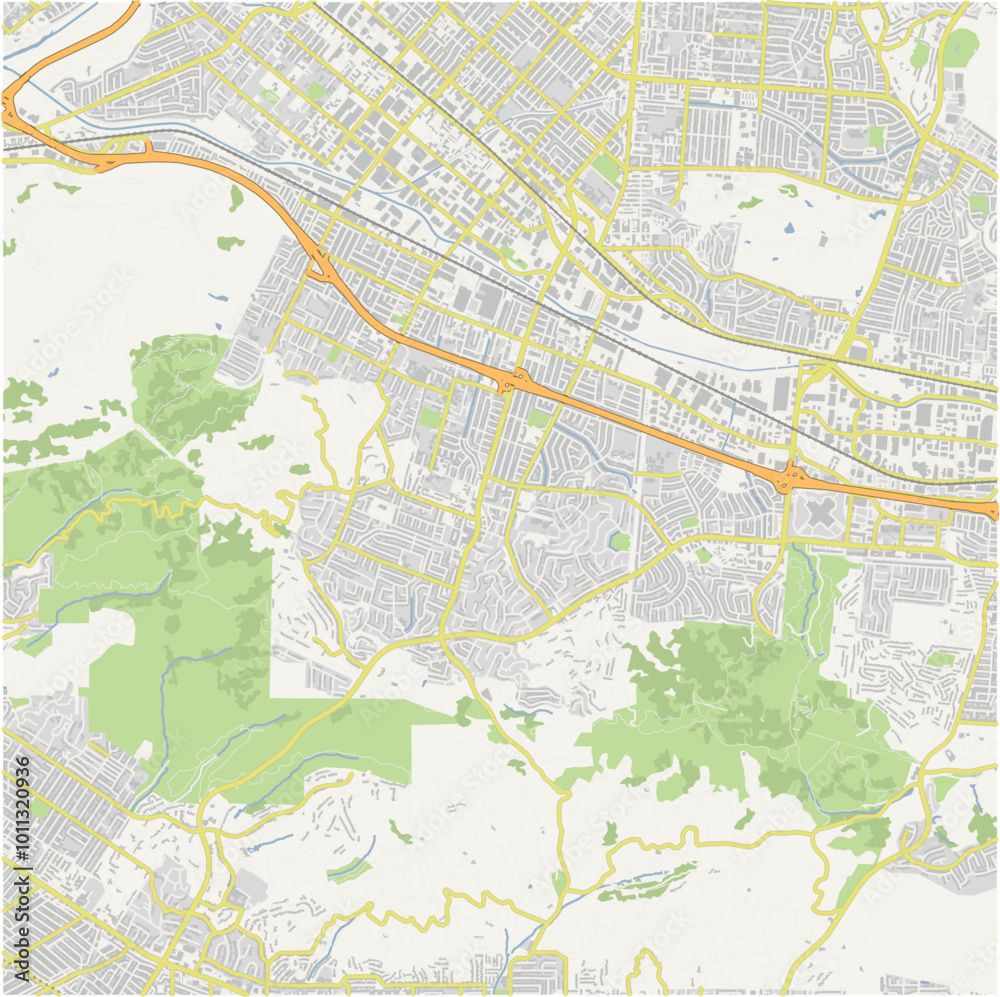 Map of Hacienda Heights in California in a normal road map style ...