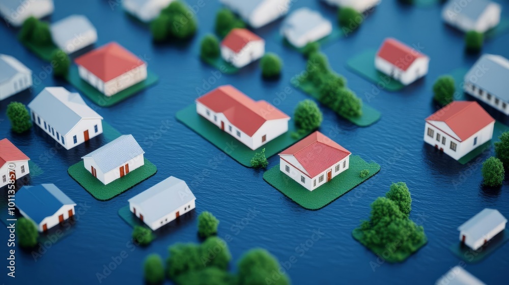 A graphic flood map showing danger zones and flashing warnings as water ...