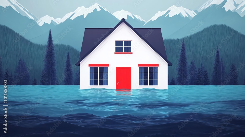 A graphic showing a real-time flood emergency map with danger zones ...