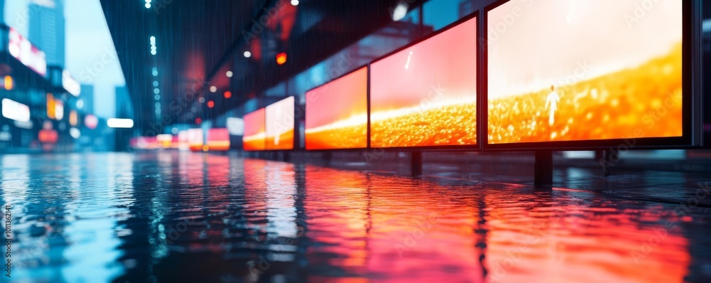 An emergency flood warning system broadcasting across all screens in a ...