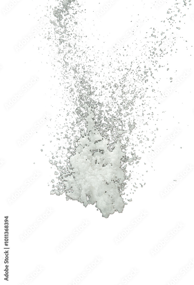 Snow dust element falling over dark night. Fluffy White snow splash ...