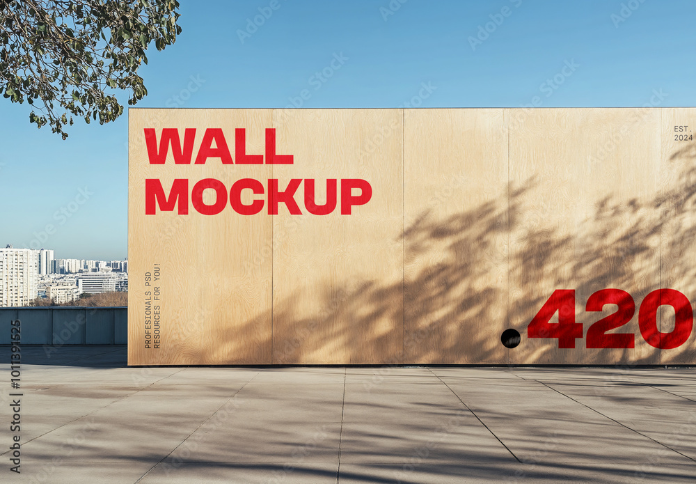 Big Wooden Building Mockup Stock Template | Adobe Stock