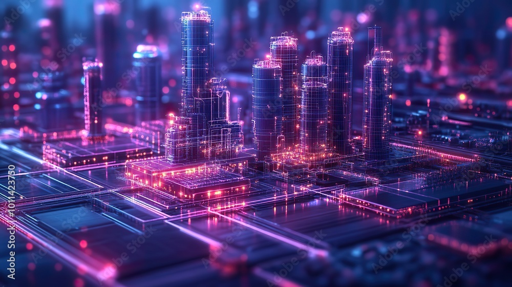 a futuristic image illustrating the concept of smart factory advanced ...
