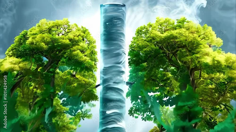 A visual representation of lungs formed by trees, symbolizing nature's ...