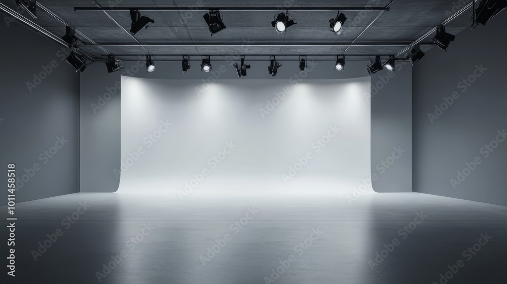 Minimalist studio setup with a smooth grey floor seamlessly ...