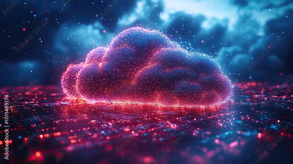 digital cloud ,data overlays on sky background symbolizing ai powered ...