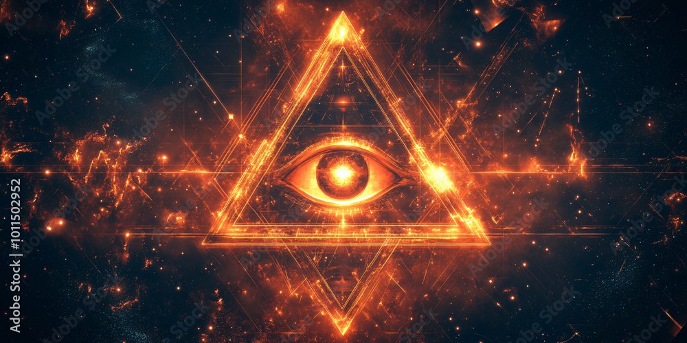 illuminati symbol. A glowing eye inside a triangle, symbolic of all ...