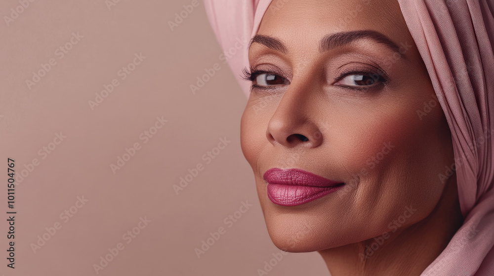 Beauty cosmetics magazine photo of a senior Arabian woman with smooth ...