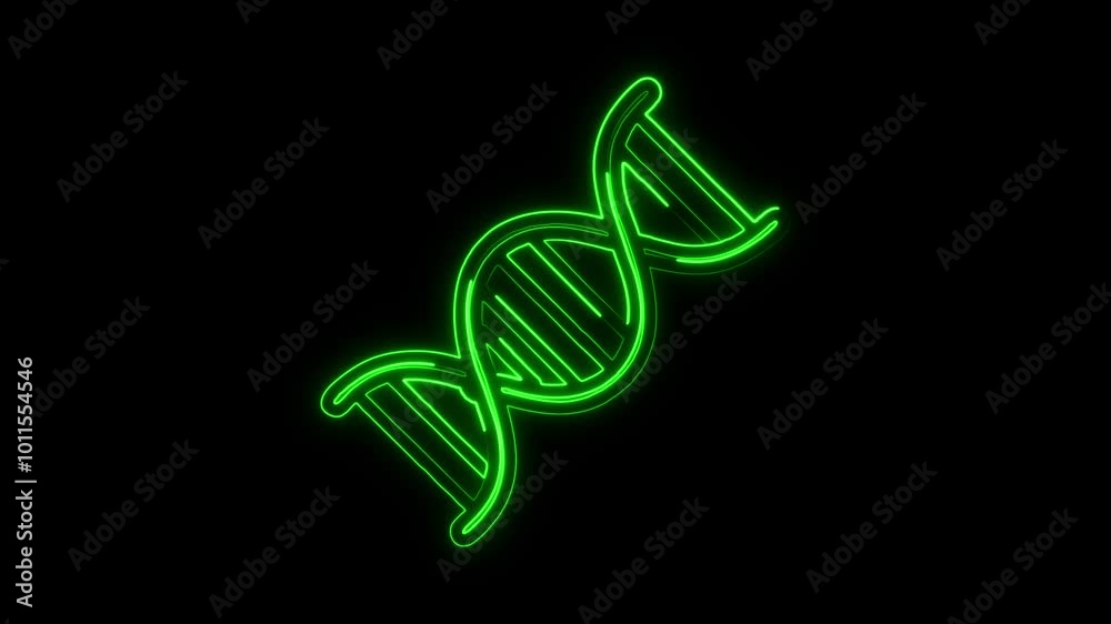 A glowing neon DNA icon animation. DNA spiral and structure, hereditary ...