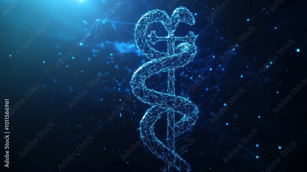 A stylized image of a snake wrapped around a staff,representing the Rod ...