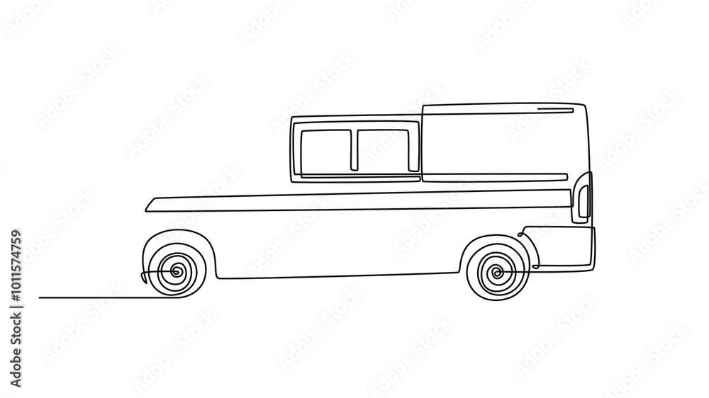 Animated self drawing of continuous line draw hospital ambulance car to ...