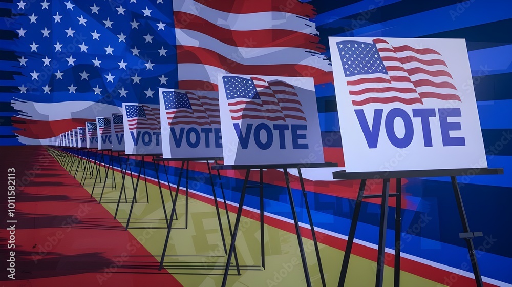 US election row of voting booths at polling stations during the ...