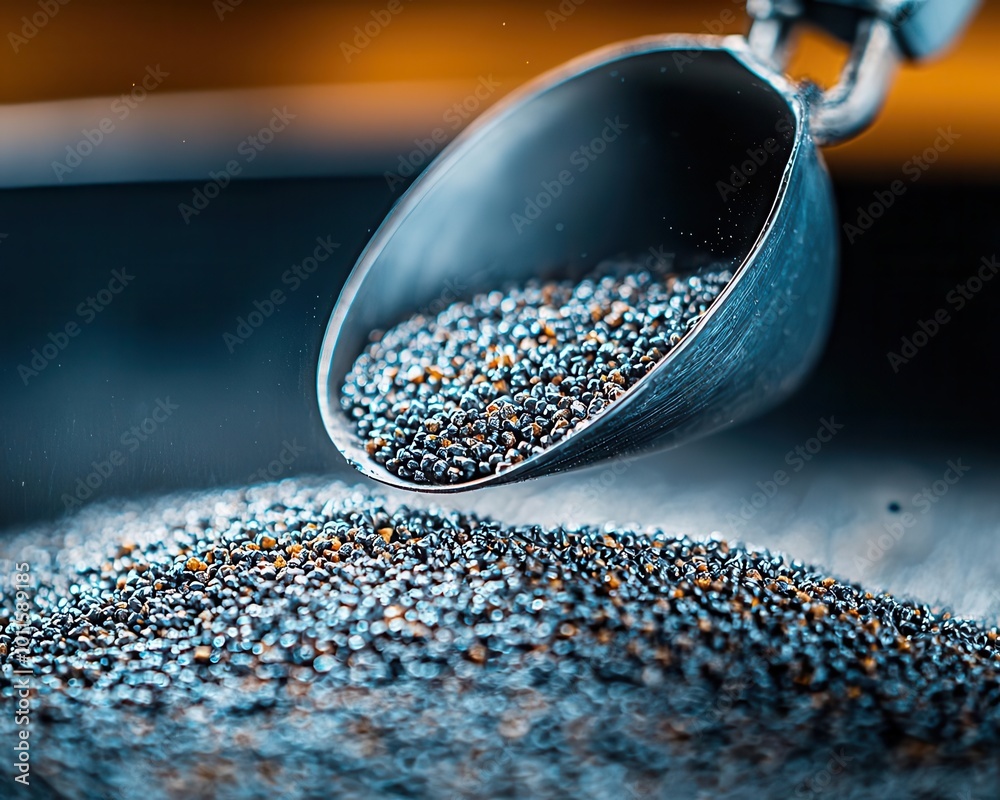 Close-up of sieve shaker machine sorting aggregate particles by size ...