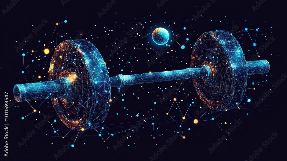 A cool design using dumbbells to look like a starry sky. It uses dots ...