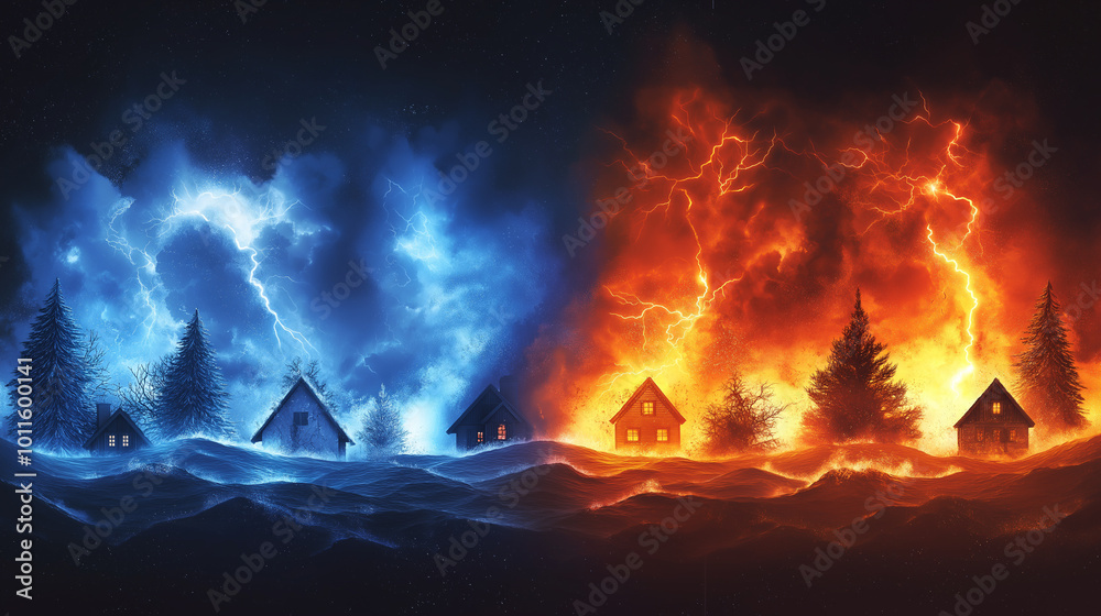 Weather infographic with icons showing thunder, lightning, wind, rain ...