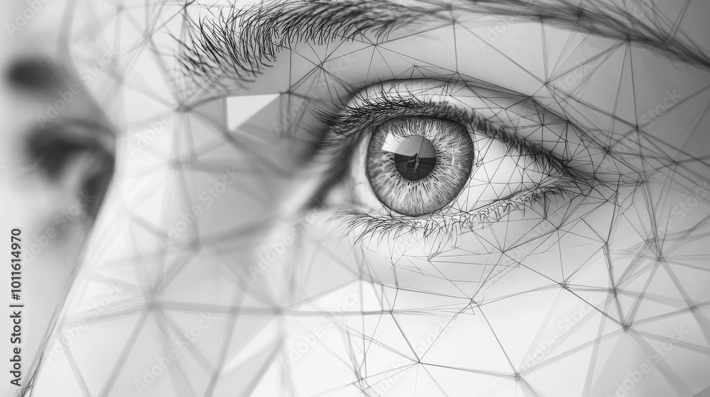 This image shows a wireframe eye made of polygons. It represents how ...