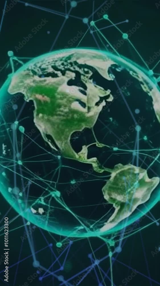 A detailed 3D model of the Earth, created using dark blue and green ...