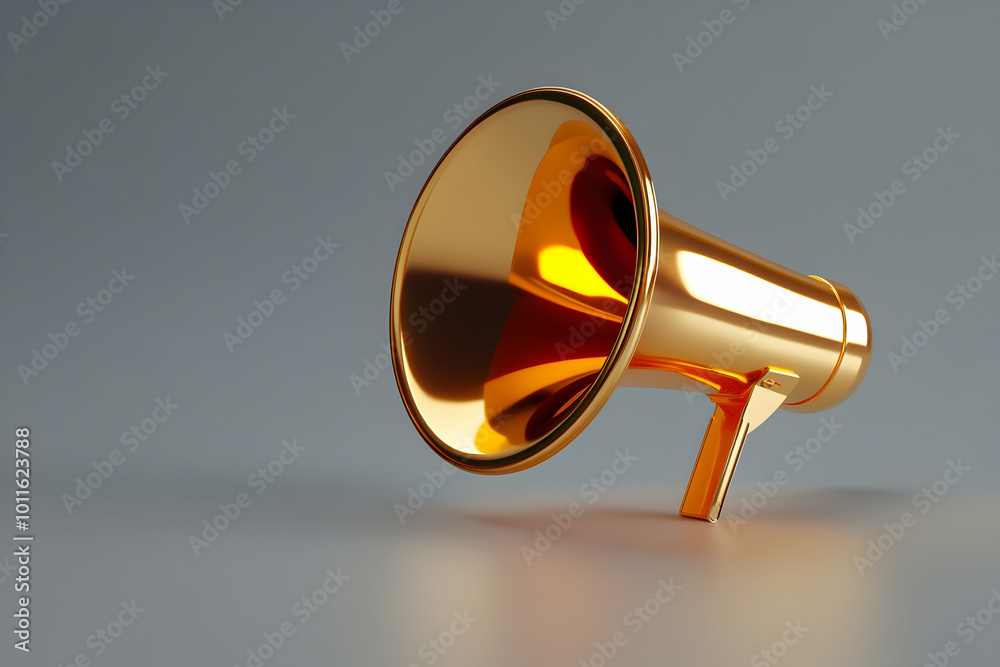 Polished Gold Megaphone Symbolizing Amplified Voice and Announcements ...