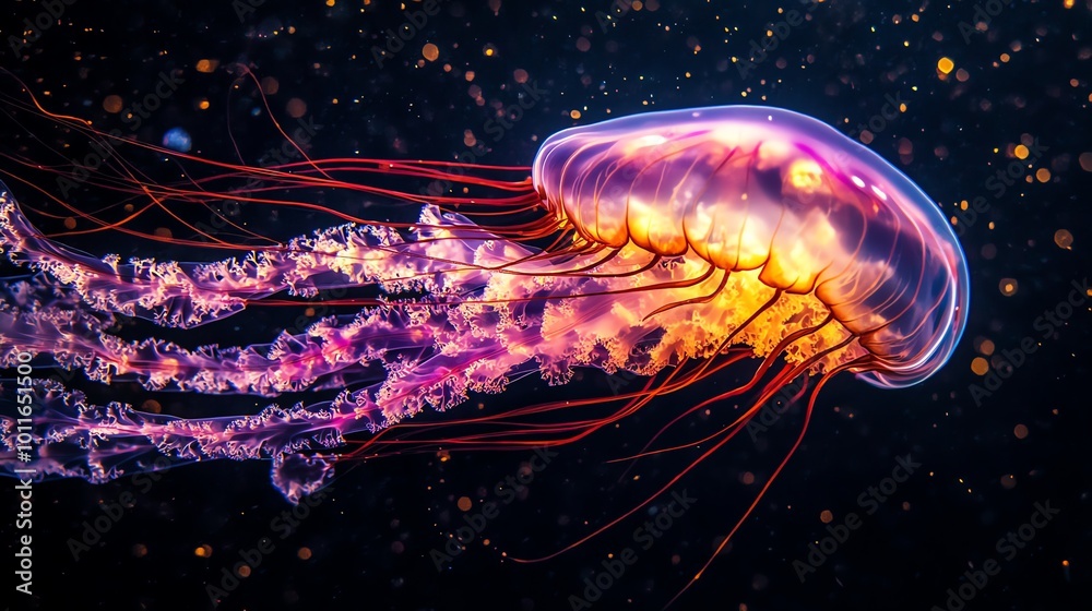 Abstract depiction of a jellyfish s simple nerve net, Jellyfish Nervous System, primitive ...