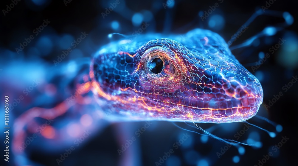 Artistic visualization of a lizard s nervous system with highlighted ...