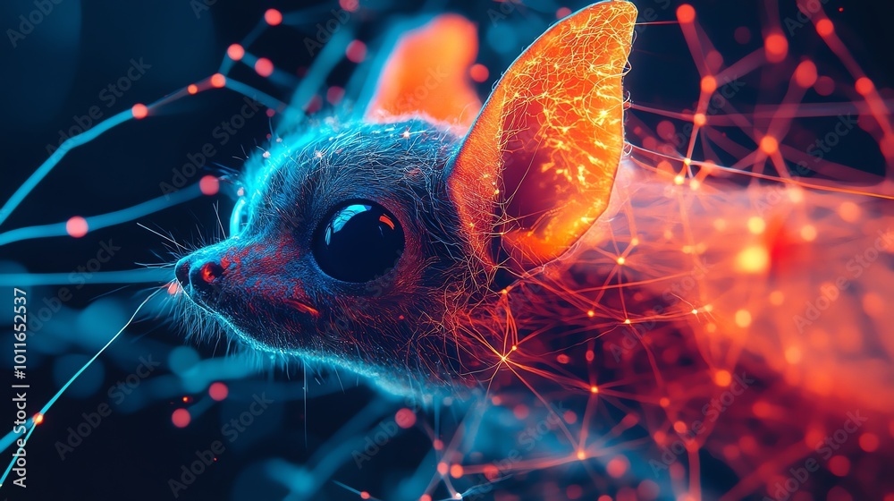 Vibrant neural network inside a bat s body showing echolocation nerves ...