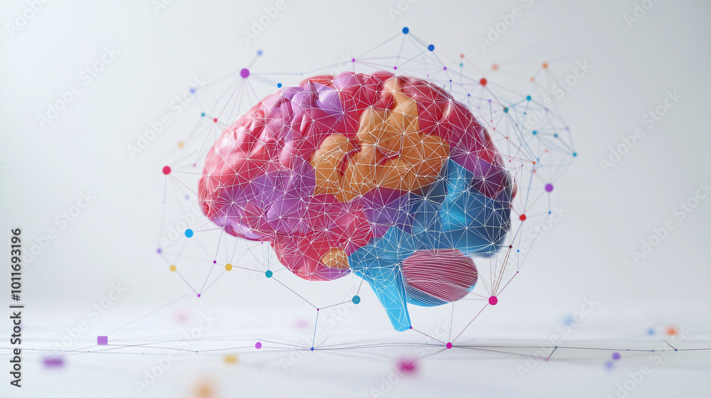 colorful diagram of brain is depicted, showcasing various regions ...