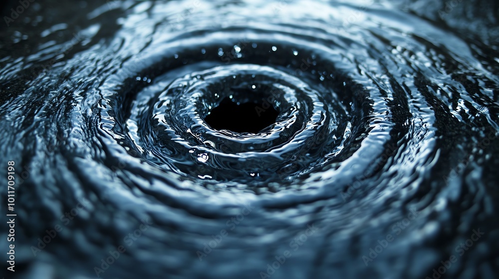 Water spiraling down a drain, symbolizing the controlled yet powerful ...