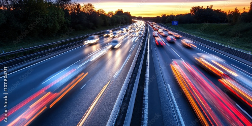 Highway Traffic Flow: Design a smoother scene showing the organized ...