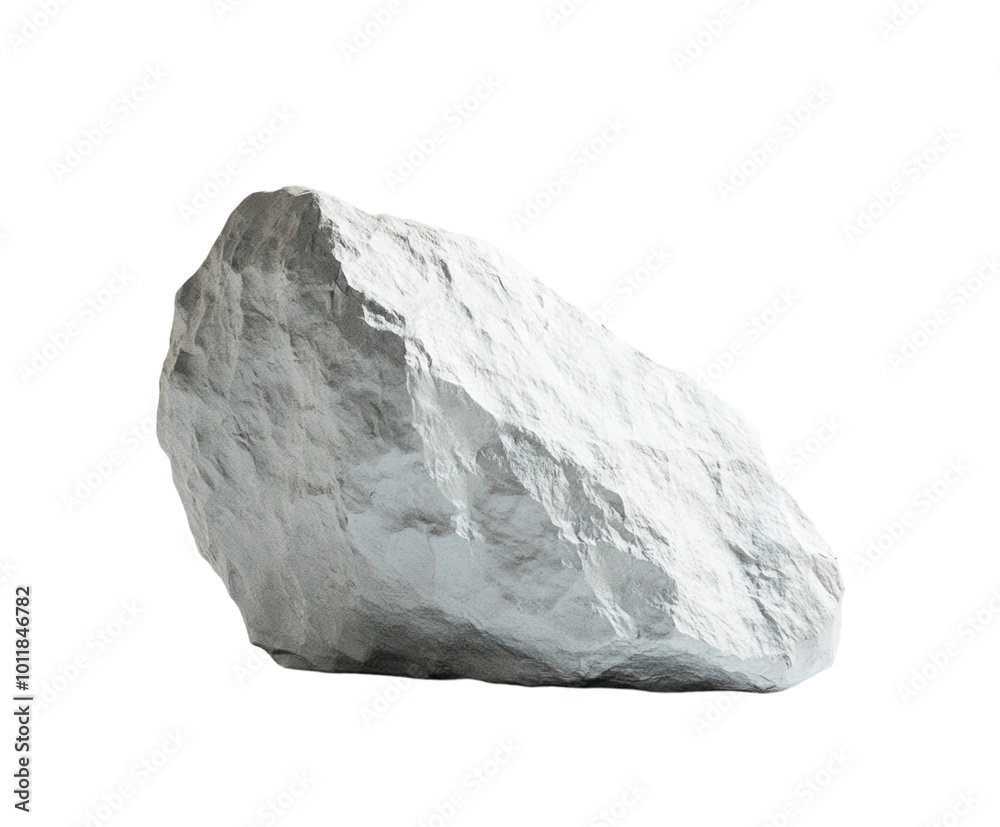 Silver metallic rock on a white background, centered and well-lit from ...