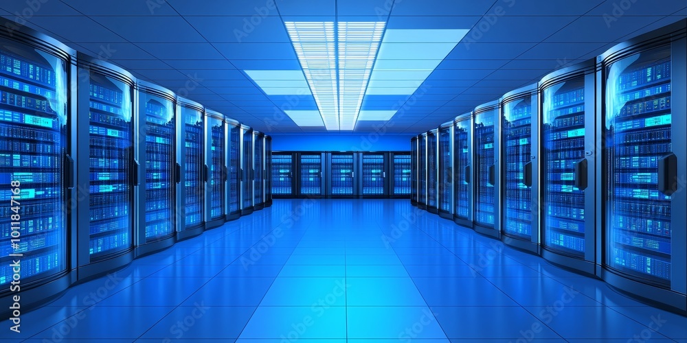 Foto de Data Visualization: Illustrate a futuristic data center filled ...