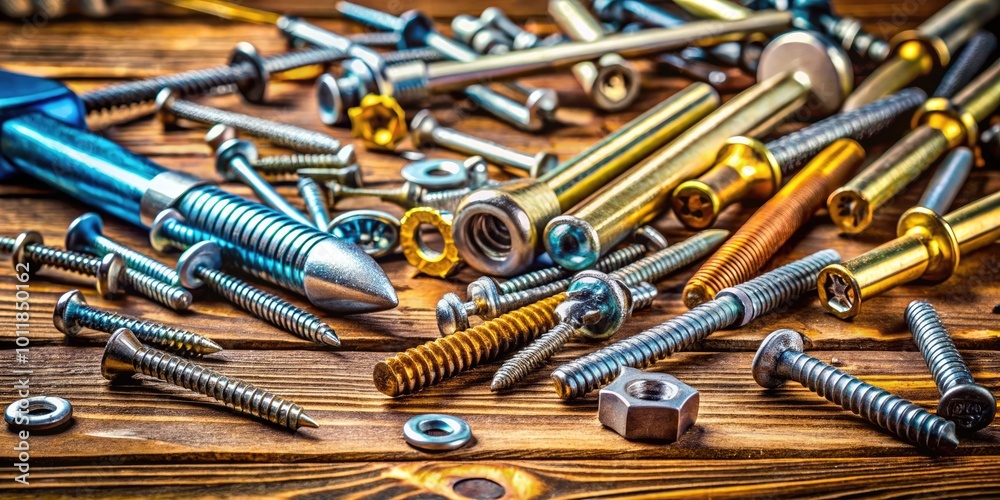 Assorted Hardware Items Including Screws, Nails, Bolts, and Tools on a ...
