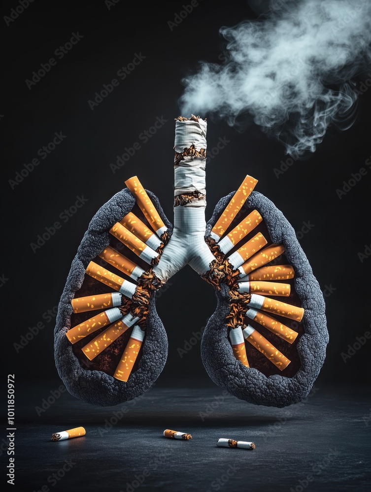 A powerful anti-smoking visual where the lungs are depicted as being ...