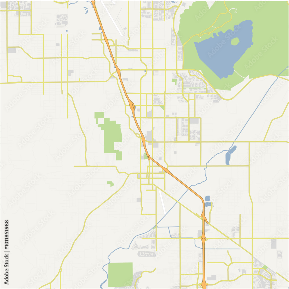 Map of Perris in California in a normal road map style. Contains ...